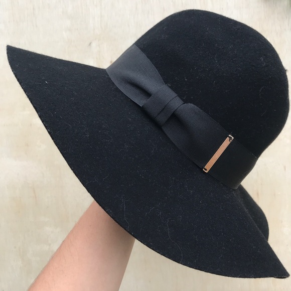 H&M | Accessories | Hm Wool Black Floppy Circle Bow Hat | Poshmark